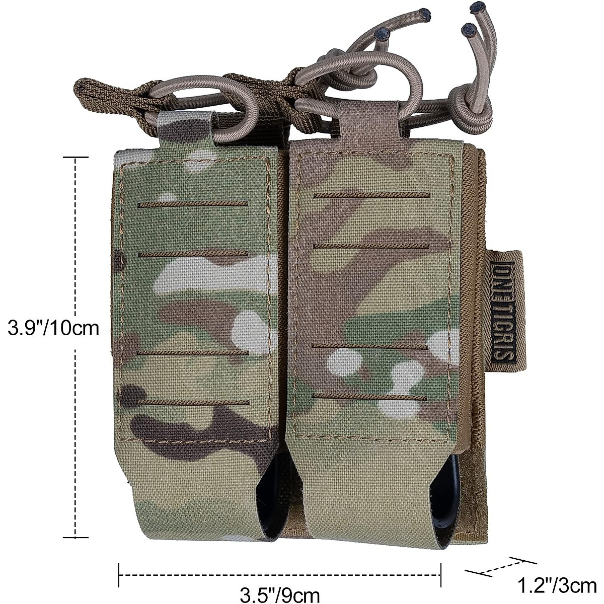OneTigris Tactical Pistol Mag Pouch DD44 - Molle Double Magazine Pouch for 9mm .40 .45 .357 Glock S&W Ruger Springfield HK Quick Release with Plastic Inserts OWB Laser-Cutting