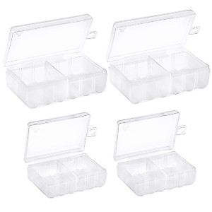 GlossyEnd Set of 4 - Two AA and Two AAA Battery Storage Box, Battery Storage Case, Battery Holder Clear
