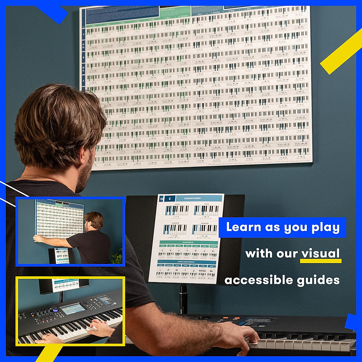 The Really Useful Chord Progression Poster - Master Piano Music Theory, Scales & Chords with Our Fully Illustrated Piano Chart - Get Creative & Compose Your Own Music | A1 Size - Folded Version