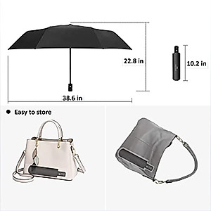 2 PACKS Automatic Open Close Anti-UV& Windproof & Water-Resistant Foldable Umbrella,Black&Light Green