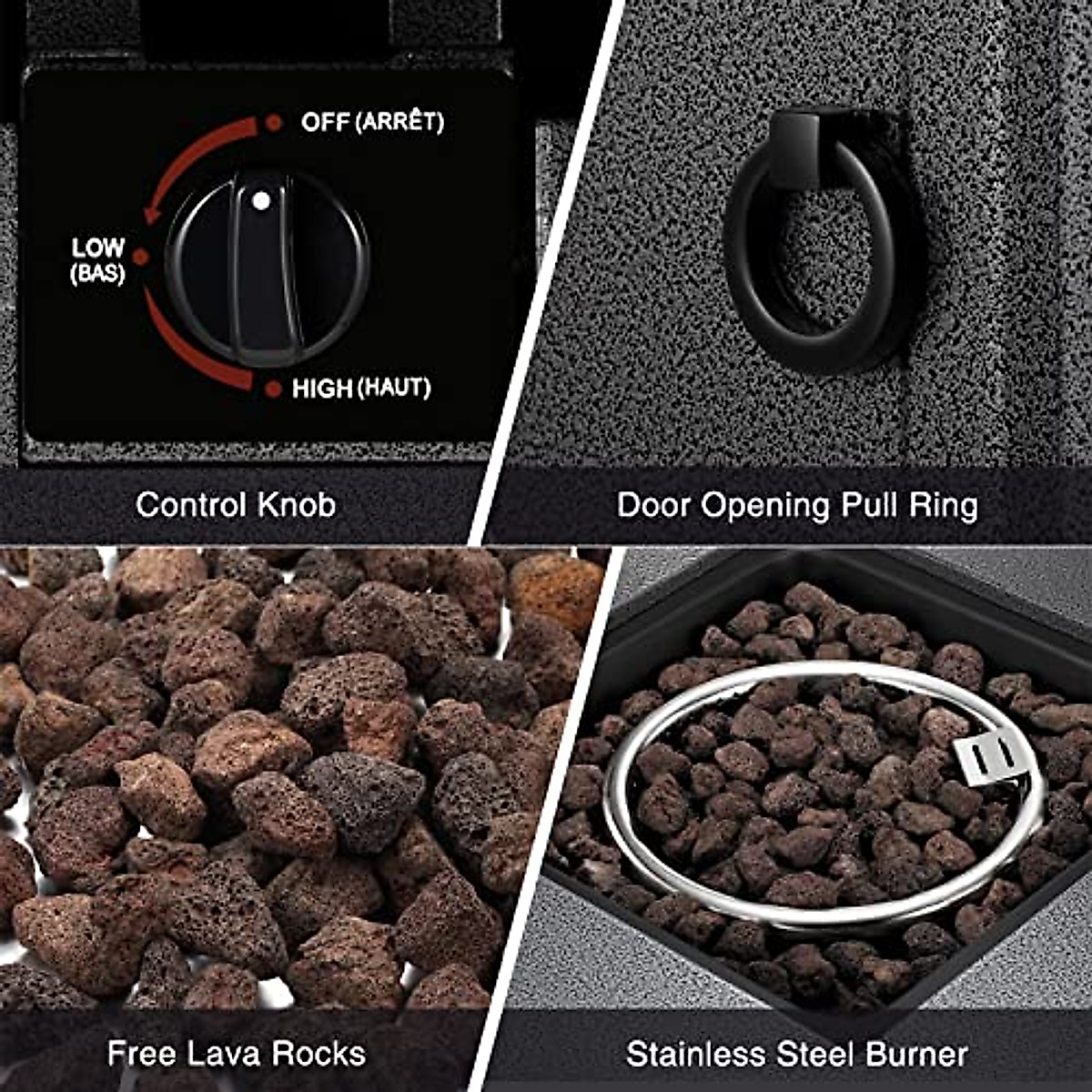 Havato 28" Propane Fire Pit Table,40,000 BTU Gas Fire Pit Table with Safe Lid,Auto-Ignition,with Lava Rocks,Steel Fire Pit Bowl,Protective Cover,Outdoor Fireplace for Outside Backyard Garden