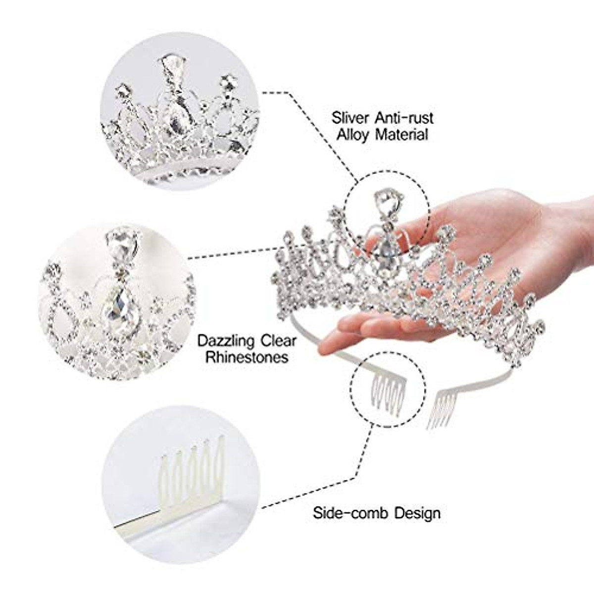 NODG Silver Tiaras and Crowns for Women Crystal Silver Crowns for Women Crowns and Tiaras Hair Accessories for Wedding Birthday Tiaras Princess Crowns and Tiaras for Bride