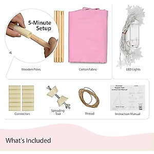 Adorable Pink Kids Teepee Tent with Star Lights, Easy to Assemble 100% Cotton Tipi Play tp Tent for Girls, Spacious Indoor Playhouse for Toddlers, Perfect for Bedroom or Playroom, Durable, Soft Fabric