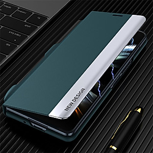 Ephoou Compatible with Samsung Galaxy Z Fold 5 Phone Case with S Pen Slot and S Pen Replacement, Full Body Protective Cover Flip PU Leather [Kickstand Feature] for Samsung Galaxy Z Fold5 QHCX-Green