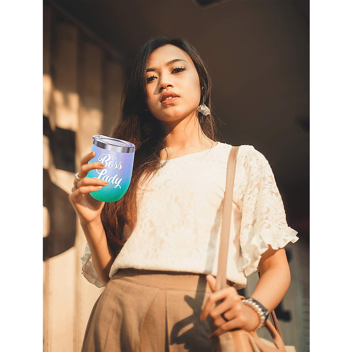 KOOLDRINK Boss Lady Tumbler-30th 45th 50th 75th Birthday Christmas Thank You Gifts for Women Boss Female Mom Stainless Steel Wine Tumbler with Lid and straw 12oz Multicolor