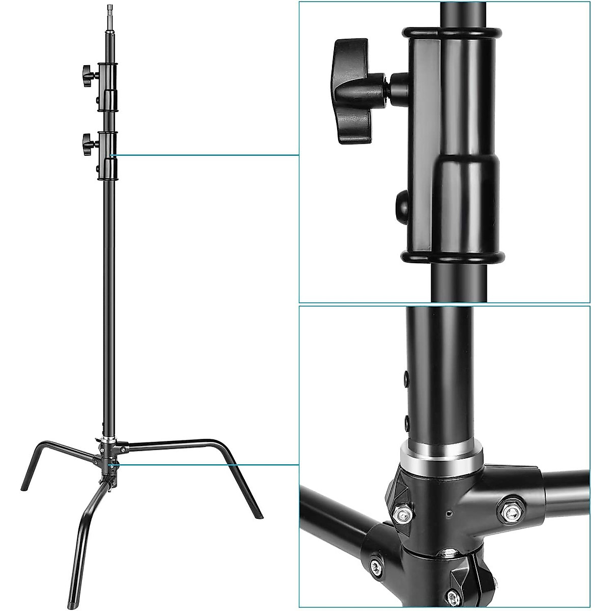 Neewer Photo Studio Heavy Duty 10 feet/3 meters Adjustable C-Stand, 3.5 feet/1 meter Holding Arm, 2 Pieces Grip Head for Video Reflector, Monolight and Other Photographic Equipment (Black)