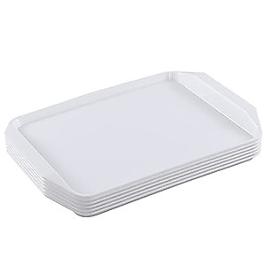 Jekiyo White Rectangular Plastic Fast Food Serving Tray, Set of 6