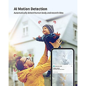 ZJX 2500 Lumens Floodlight Camera Outdoor, Security Cam with Motion-Activated Light, Motion Detection and Siren Alarm, Waterproof（White） (White), Round (FC-01)