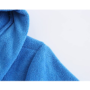 SWMSTUPF Boys Girls Bathrobe Soft Towel Hooded Robe 100% Turkish Cotton Bathrobe(Blue,9-10 Years)
