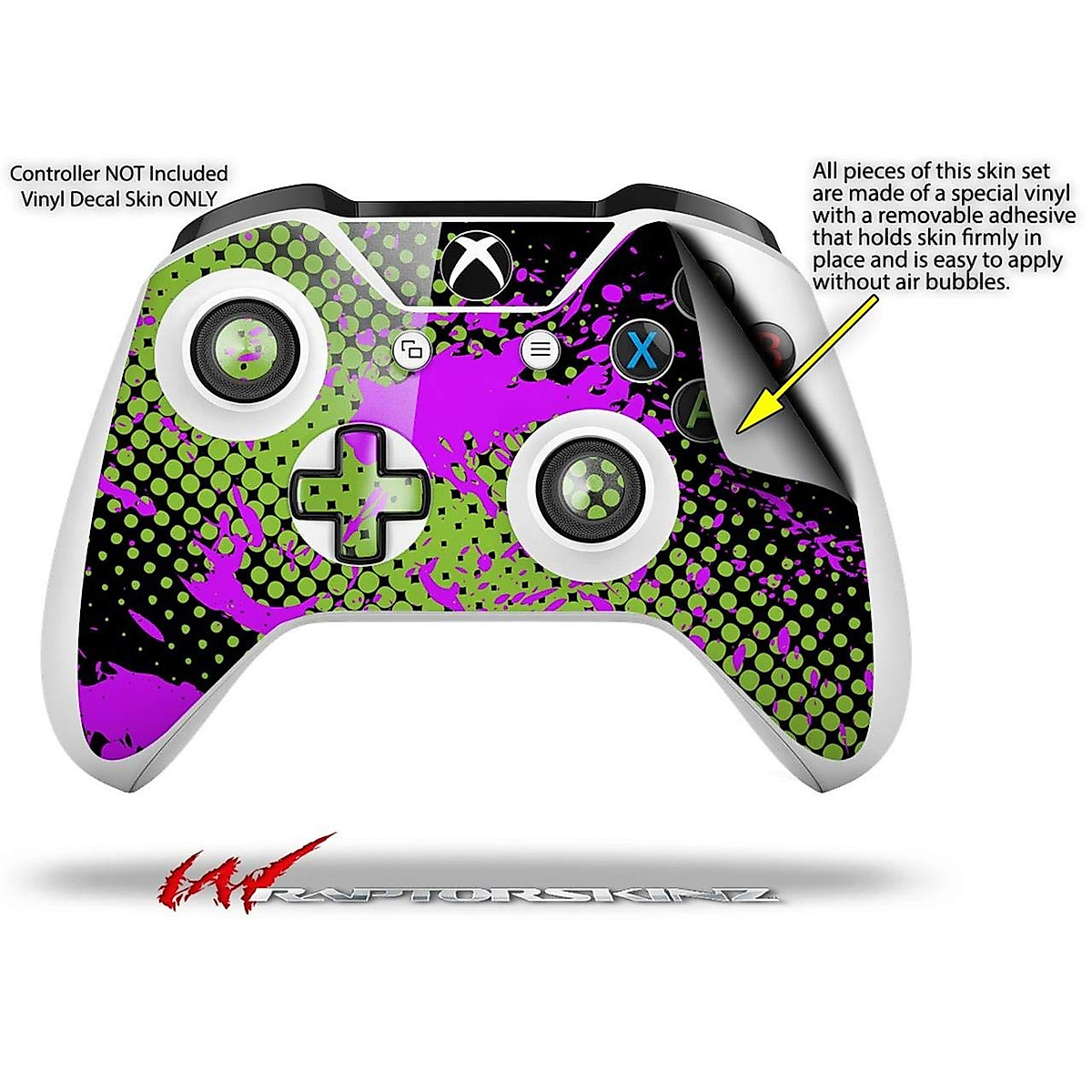 WraptorSkinz Decal Vinyl Skin Wrap compatible with XBOX One S/X Controller - Halftone Splatter Hot Pink Green (CONTROLLER NOT INCLUDED)