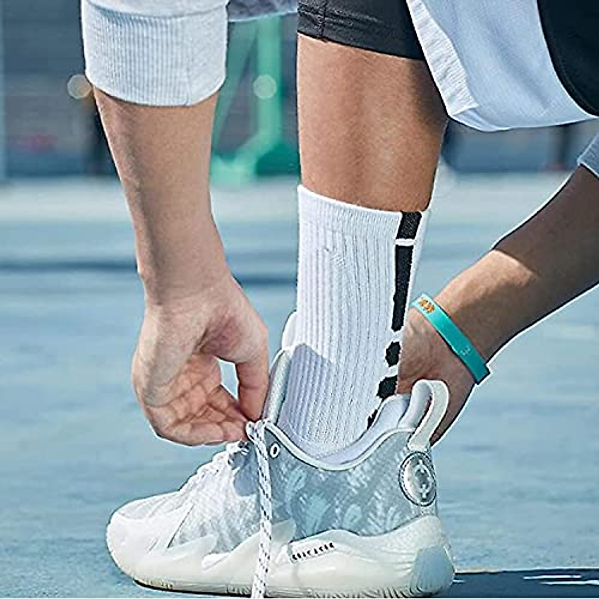 Qiangyun Men's & Women's Athletic Cushioned Compression Crew Basketbal Socks for Work Sports (Sport Socks A-01, Large)