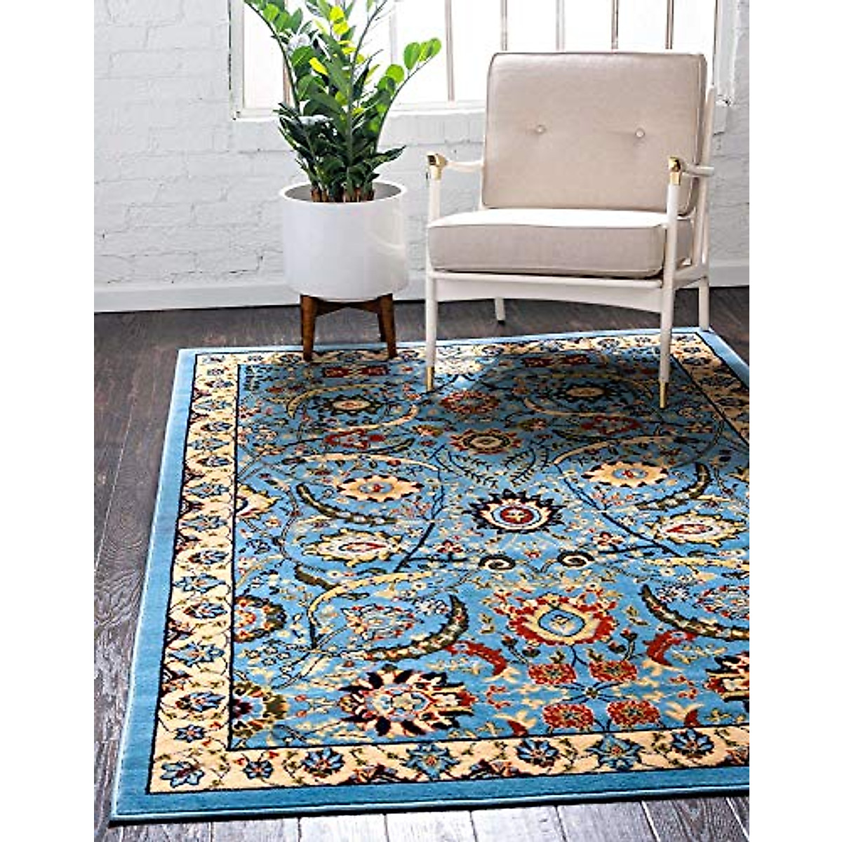 Unique Loom Espahan Collection Area Rug - Cape Cod (2' 2" x 3' 1" Rectangle, Blue/ Black)