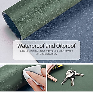 YSAGi Desk Pad, Desk Mat, Dual-Sided Desk Pad, 31.5" x 15.7" Laptop Leather Desk Pad Protector, Desk Blotter for Keyboard and Mouse, Waterproof Desk Writing Pad for Office(Dark Green+Dark Blue)