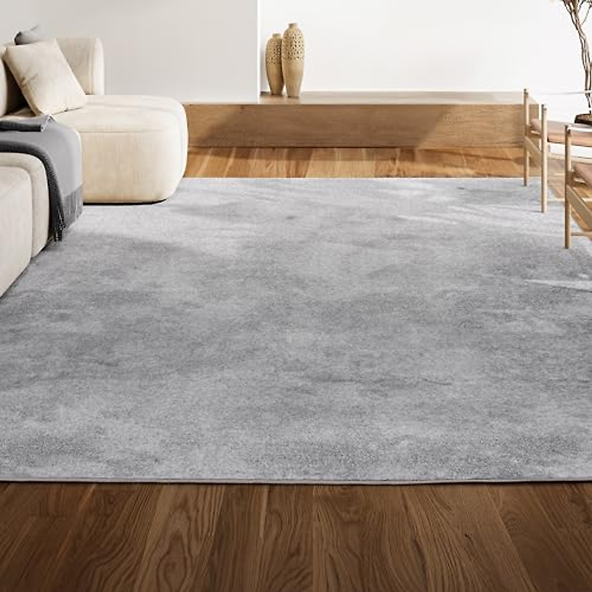 JONATHAN Y SEU100A-8 Haze Solid Low-Pile Indoor Area-Rug Casual Contemporary Solid Traditional Easy-Cleaning Bedroom Kitchen Living Room Non Shedding, 8 ft x 10 ft, Grey