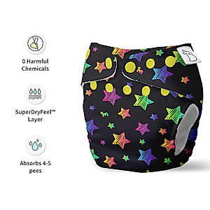 SuperBottoms New UNO Freesize Cloth Diaper, Cloth Diaper for Babies 0 to 3 Years, Washable & Reusable Cloth Diaper, Comes with Cloth Diaper Insert, 1 Diaper and 1 Organic Cotton Soaker