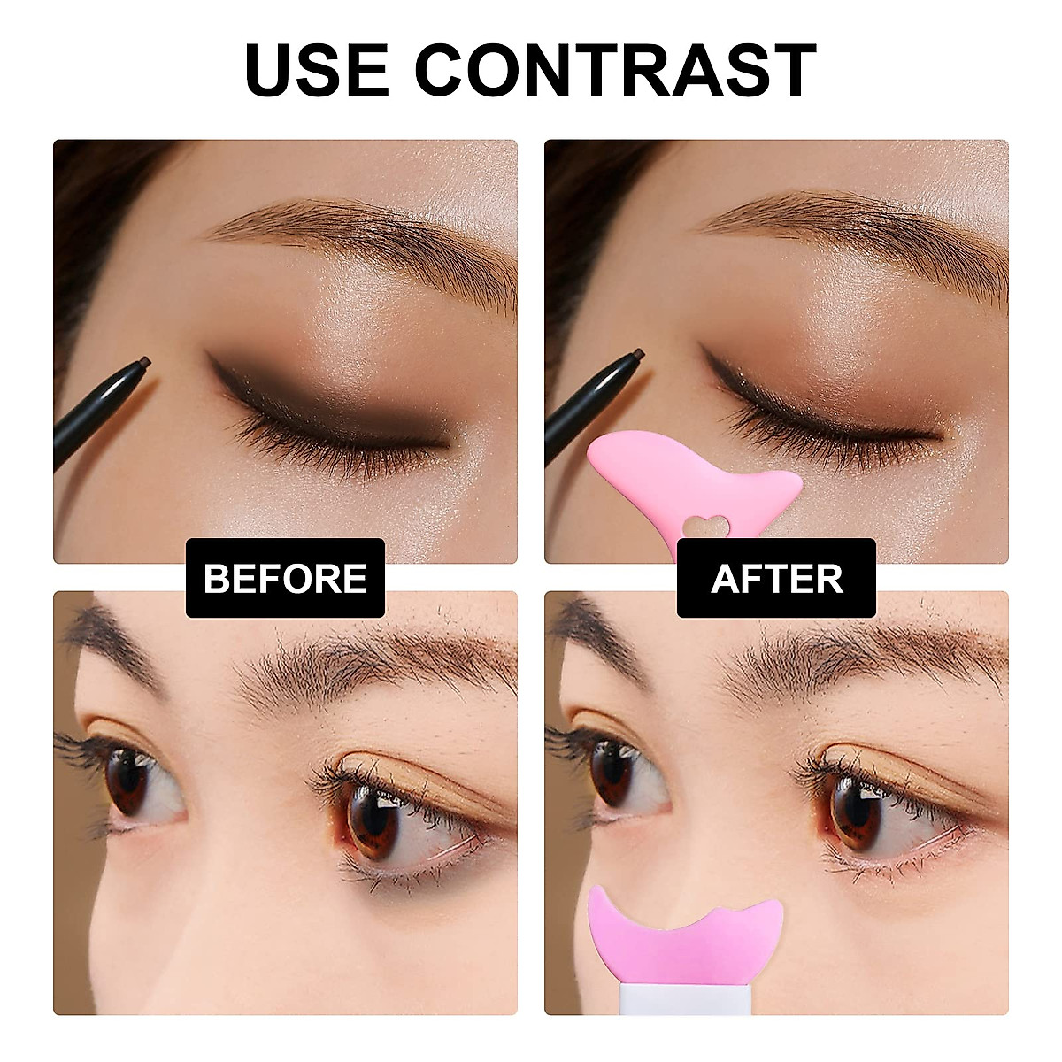 NewBang 3PCS Eyeshadow and Mascara Shield Applicator Guard Pads,Eyeliner Stencils Wing Tip, Professional Silicone Eyeshadow,Eyeliner,Mascara Aid,Face Cream Mask Tool,Reusable Silicone Eye Pads Makeup