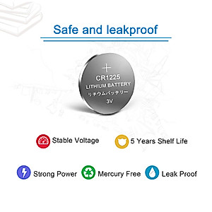 【5-Year Warranty】SURPOWER CR1225 3V Battery for Thermometer CR 1225 -10 Pack