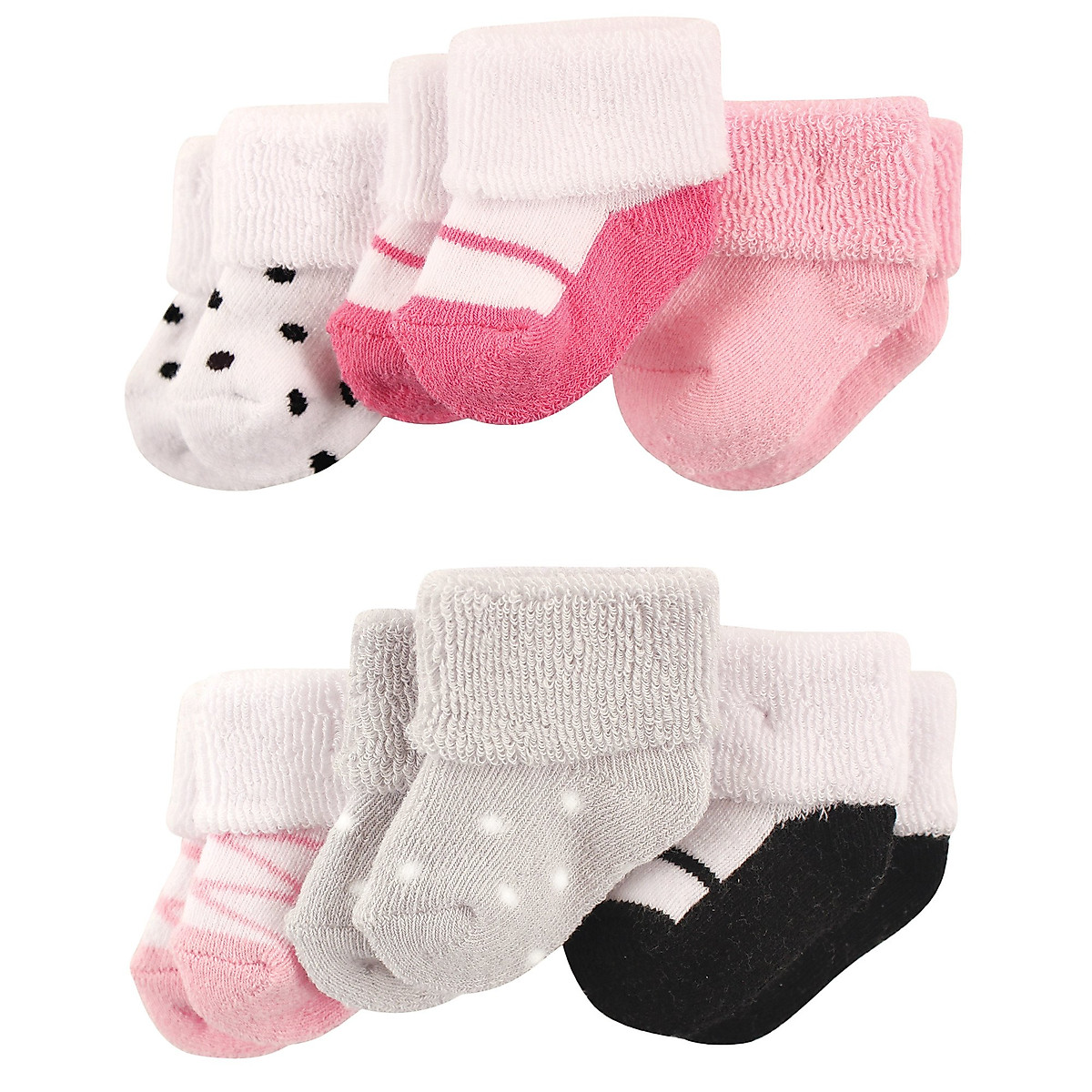 Luvable Friends unisex baby Newborn and Set Socks, Pink Black Shoes, 0-3 Months US