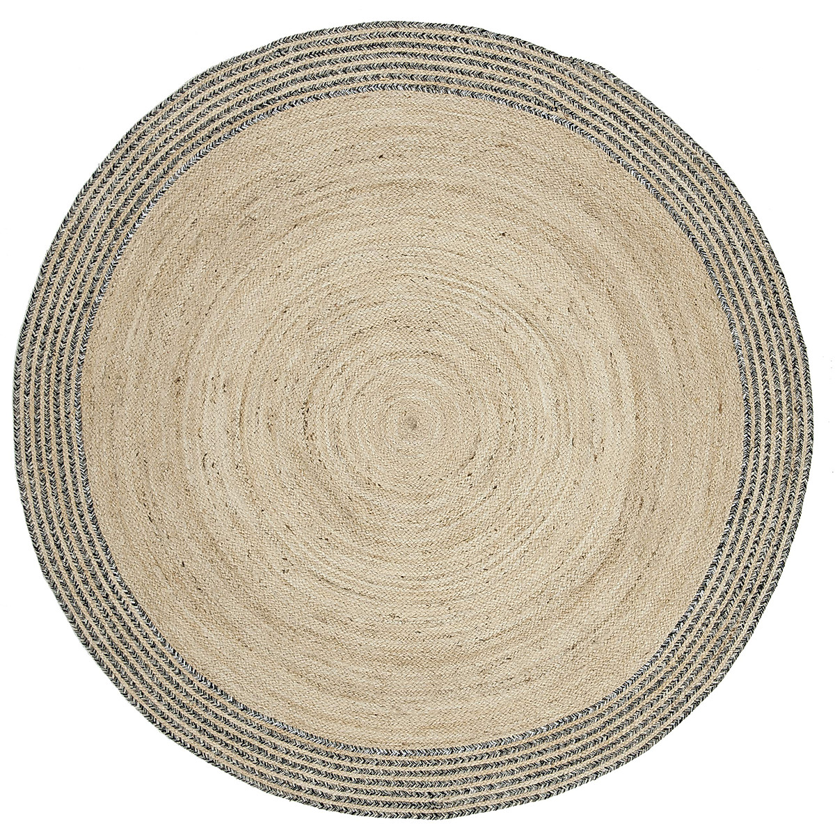 SAFAVIEH Cape Cod Collection 4' Round Ivory / Steel Grey CAP204C Handmade Braided Jute Area Rug