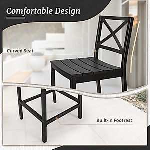 Cozyman Outdoor Bar Stools Set of 2, 26 Inch All Weather HDPS Patio Counter Height Barstools with Back & Footrest, Aluminum Bar Stool Chairs for Hot Tub, Balcony, Yard, Indoor Or Outdoor Use, Black