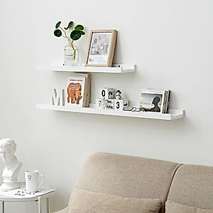 Recogwood 48 Inch Long Floating Shelves Wall Mounted Set of 2, Solid Oak Wood Shelf for Storage, Rustic Hanging Shelves for Display, Bedroom Living Room Bathroom Kitchen, 48 * 4 * 1.5