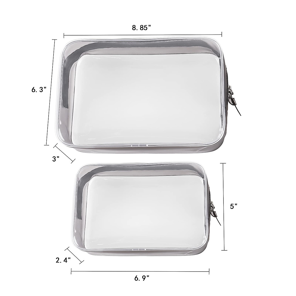 Clear Travel Bags for Toiletries, Lightweight Clear Toiletry Bag, 2 Pack Multipurpose Transparent TSA Cosmetic Bag Clear Pouch For Traveling