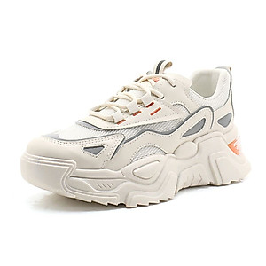 VAXAV Women's Comfortable Mesh Platform Sneakers Casual Jogging Walking Shoes Size 5.5 Beige