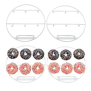 4 Pack Metal Donut Wall Display Stands Set, Reusable Doughnut Bagel Holder White Round Donuts Stand Rack Holds up 10cm 24 Donuts for Dessert Display Table Treat Parties Decorations