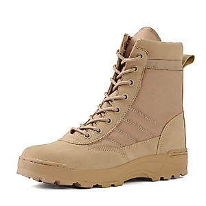 QMFUR Men’s Military Boots Outdoor Hiking Boots Work Boots Tactical Boots Durable Combat Boots Army Boots (Tan, 11, numeric_11)