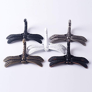 Geenite 2pcs Dragonfly Coat Hooks Decorative Creativity Wall Mounted Hanger Hook for Home Handbag Key Towel Bathrobe (White)