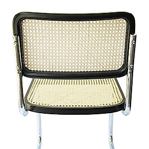 Marcel Breuer Cesca Cane Chrome Side Chair in Black