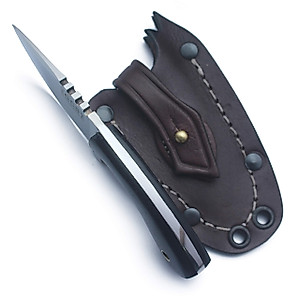 GCS Handmade Skinning and Tactical Knife with Full Tang Black Micarta Handle, Leather Sheath, Right Hand Cross Draw & Right Hand Vertical Carry- GCS 270