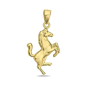 PORI JEWELERS 14K Yellow Gold Polished Horse Cute Pendant - For Women, Men, Alike