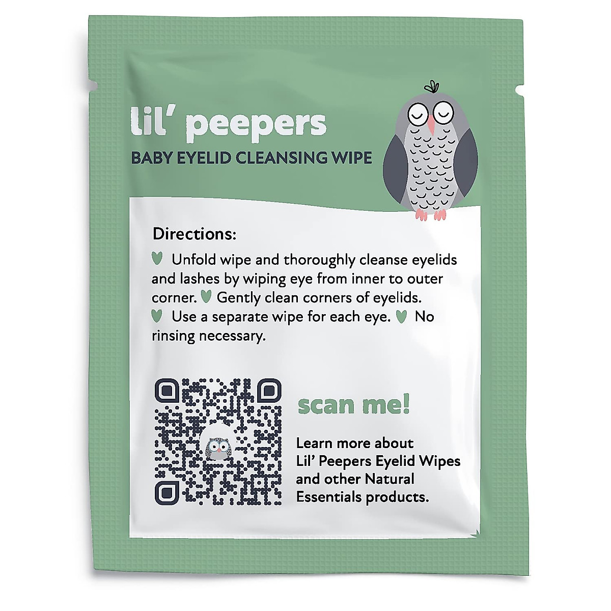 Natural Essentials Lil' Peepers Baby Eye Wipes and Eyelid Cleanser, Preservative-Free & Rinse-Free, Pediatrician Recommended Hypoallergenic Soft Eyelid Wipes for Babies, Kids & Adults, 30 Count (2pk)