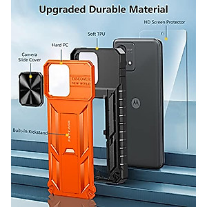 FNTCASE for Moto G Stylus-5G-2023 Case: Military Grade Drop Protection Cell Phone Cover with Kickstand & Slide | Rugged Shockproof Protective Bumper Textured | Heavy Duty Protector(Orange)