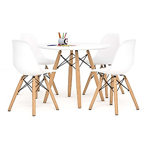 Aron Living 23" Mid-Century Wood Kids Playroom Table in White