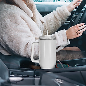 FECBK 40 oz Sublimation Tumbler with Handle and Straw Keeps Cold for 34 Hours 8 Pack Stainless Steel Double Wall Vacuum Insulated Travel Mug Cup Tumblers Bulk Sublimation Blank White