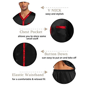 SWOMOG Family Matching Pajamas Sets for Women & Men Couples 2 Pcs Silk Satin Pjs Sets Button-Down Sleepwear Soft Loungewear