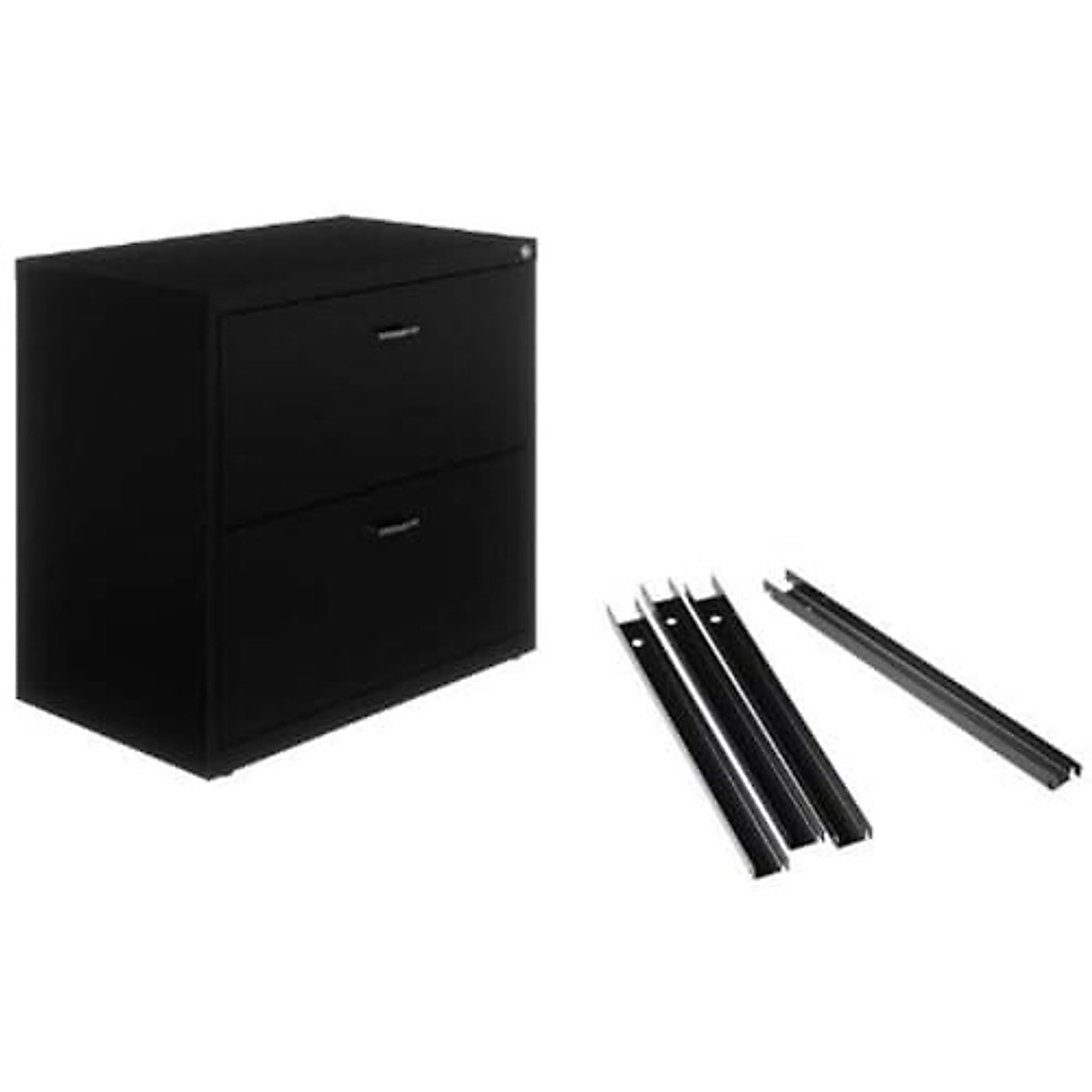 Hirsh Lateral Metal File Cabinet 30" W 2 Drawer Set Black with Front/Back Rails