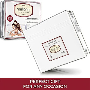 Mellanni King Size Sheets - Iconic Collection Bedding Sheets & Pillowcases - Hotel Luxury, Extra Soft, Cooling Bed Sheets - Deep Pocket up to 16" - Wrinkle, Fade, Stain Resistant - 4 PC (King, White)