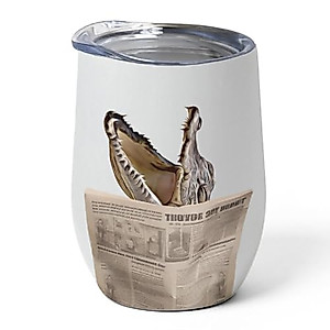 Lighter Crocodile Reading Newspaper Tumbler 12oz Stainless Steel Vacuum Insulated Wine Cup With Lid - Gifts for Crocodile Lovers