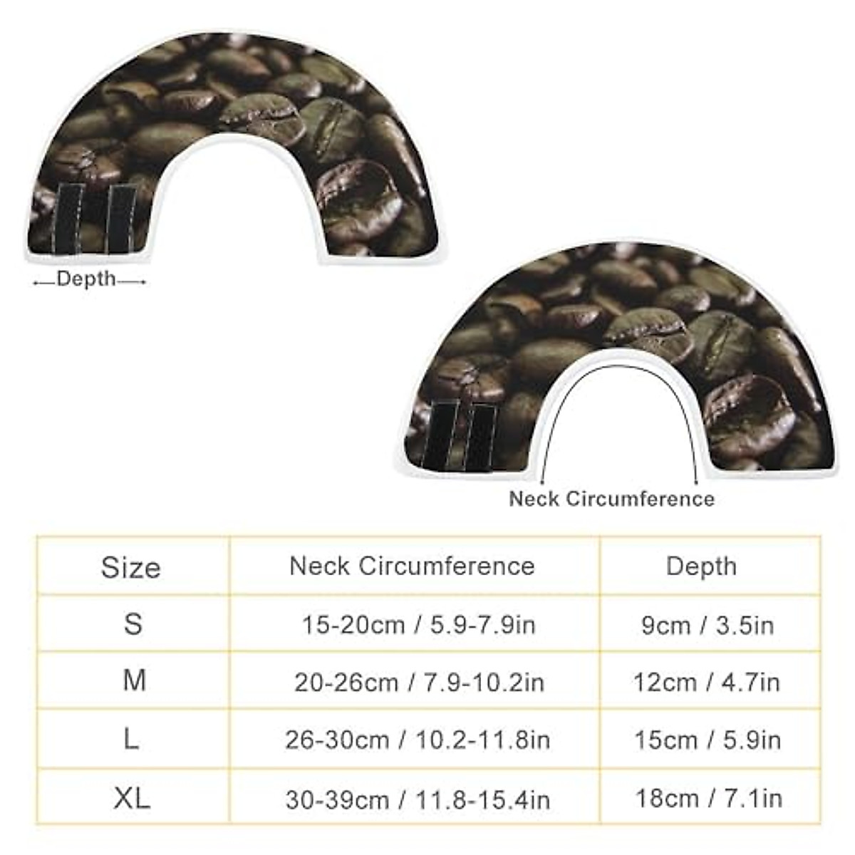 Coffee-Beans Soft Dog Cone Collars Protective Adjustable Cat Recovery Collar to Stop Licking L
