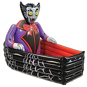 Beistle 30" x 3' 6" Inflatable Vampire And Coffin Happy Halloween Drink Cooler Party Beverage Holder, Holds Approx. 48 12-Ounce Cans, Multicolor