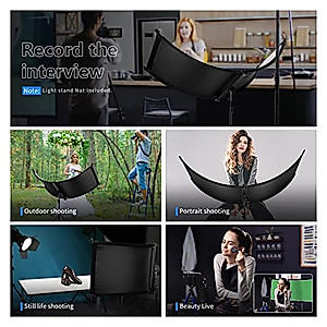 Neewer Clamshell Light Reflector Diffuser, 66”×24” Photography Curved Lighting Reflector with Black, Silver, White, Gold, Chromakey Green, Blue Colors (Stand Not Included)