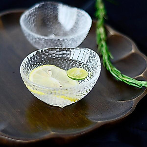 Leoyoubei 3 Ounce 3.25x1.5 inch Heat Resistant Glass Bowl for Ice Cream Dessert,Soy Sauce Dishes,Appetizer Spoons Stackable,Mini Side Dishes Ramekins Transparent 4 Packs (Point Bowl)