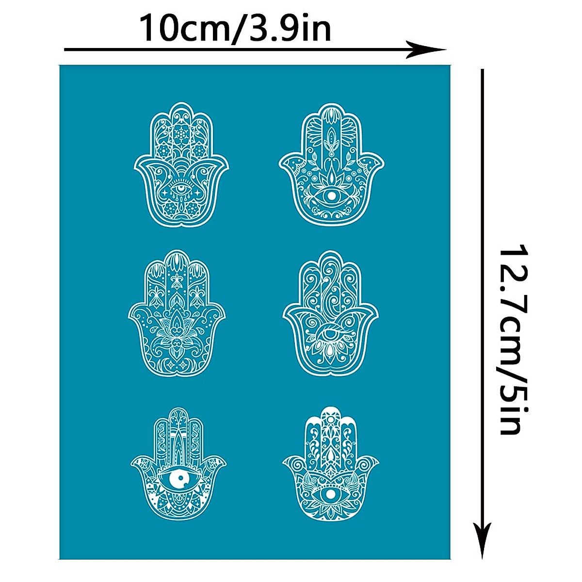 OLYCRAFT 4x5 Inch Hamsa Hand Clay Stencils Hand Silk Stencil Non-Adhesive Silk Screen Stencil Eye Clay Silk Screen Reusable Mesh Transfer for Polymer Clay Jewelry Earring Making