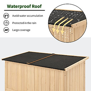 MCombo Large Outdoor Storage Shed with 2 Shelves, Oversize Garden Tool Shed with Latch, Outdoor Storage Cabinet with Floor for Patio and Yard (46.9" x 22.4" x 66") 1911 (Beige)