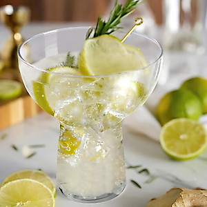 LEYU Stemless Margarita Glasses Set of 4, 11oz Margarita Glass for Frozen Cocktail, Mixed Drinks, Martini, Wine Glasses Set, Hand-Blown Glass Cups-Clear