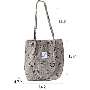 Corduroy Tote Bag Aesthetic Tote Bags for School Cute Tote Bags Teen Girls Trendy Stuff (Beige)