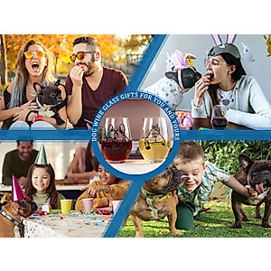 comfit French Bulldog Wine Glasses Set 2 - Funny&Cool Bulldog Puppy Dog Gifts for BullDog Lovers,Owners,Couples,Him,Her,Father,Mother with bulldog onBirthday,Anniversary18.5oz
